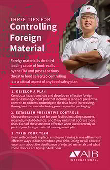 3 Tips for Foreign Material Control